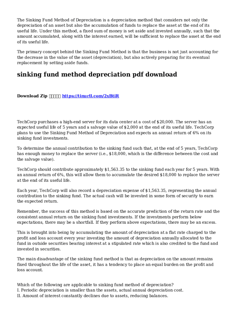 Fillable Online Sinking Fund Method: Definition, How It Works, and ...