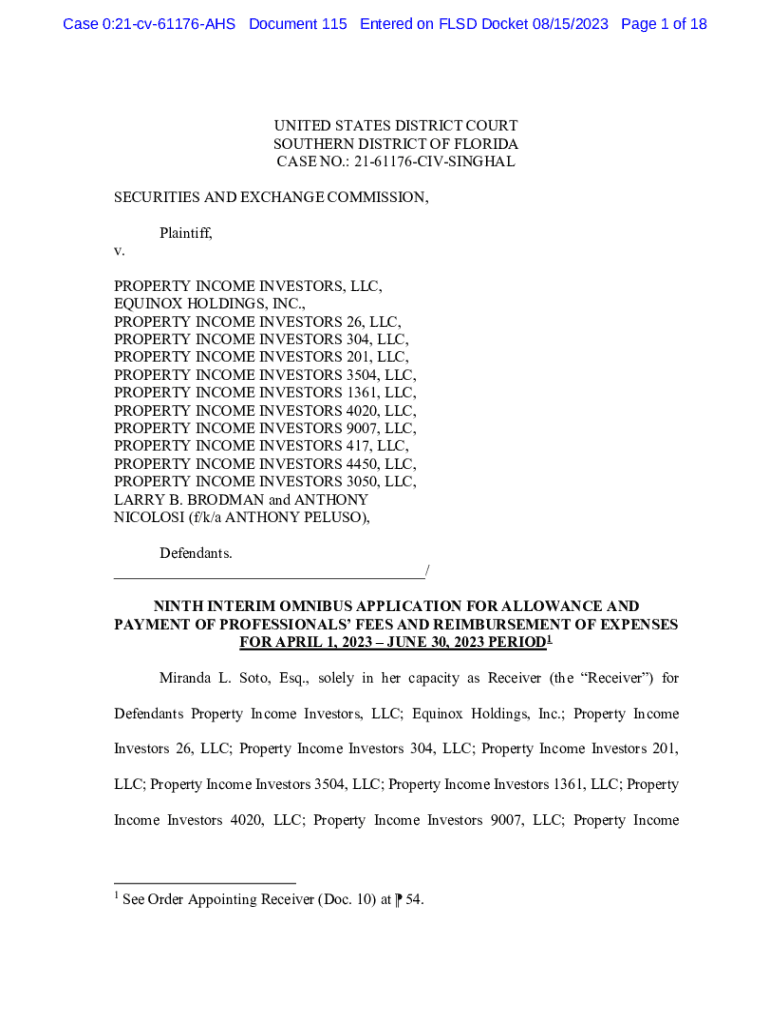Fillable Online 115 Ninth Motion For Attorney Fees Interim Omnibus ...