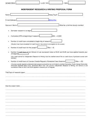 Fillable Online law siu fieldwork proposal form Fax Email Print - pdfFiller