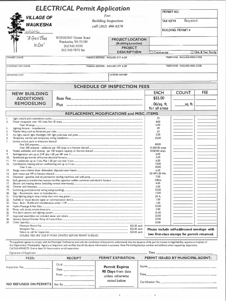 Fillable Online TOW Electrical Permit Application.pdf Fax Email Print ...