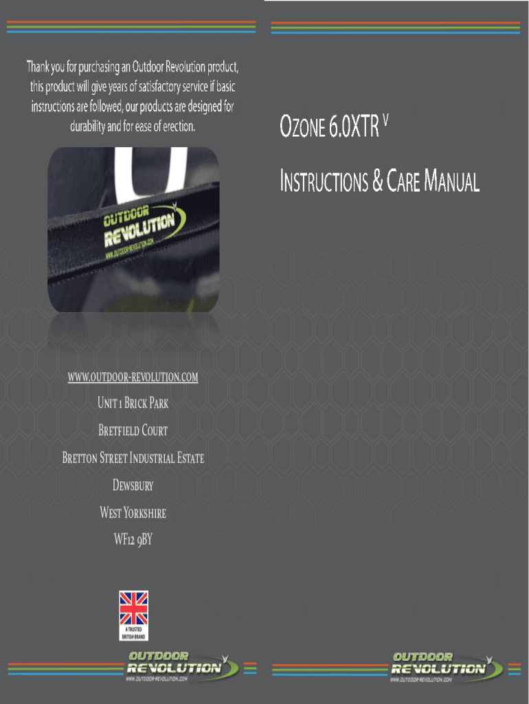 Fillable Online Ozone 6.0XT Instructions and Care Manual Fax Email ...