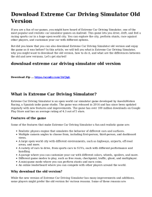 Fillable Online Extreme Car Driving Simulator Mod APK 6.45 2: The ...