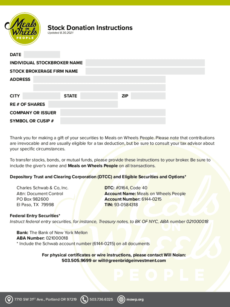 Fillable Online Donate Stock Fax Email Print - pdfFiller