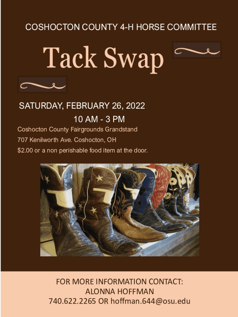 Fillable Online coshocton osu Tack Swap- Coshocton County 4-H Horse ...