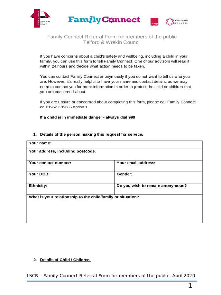 Family Connect Request for Service Doc Template | pdfFiller