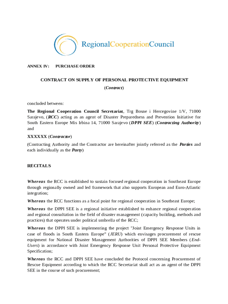 ANNEX IV PURCHASE AGREEMENT FOR EQUIPMENT Doc Template | pdfFiller