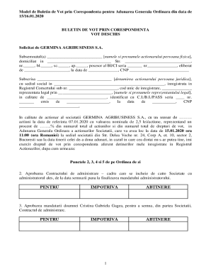 Fillable Online Model de Buletin de Vot prin Corespondenta pentru ...