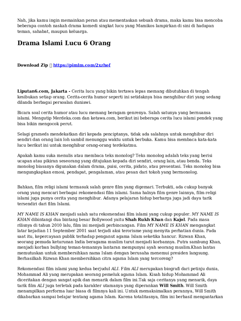 Fillable Online 5 Contoh Naskah Drama 4 Orang dan 8 Orang Singkat Fax ...