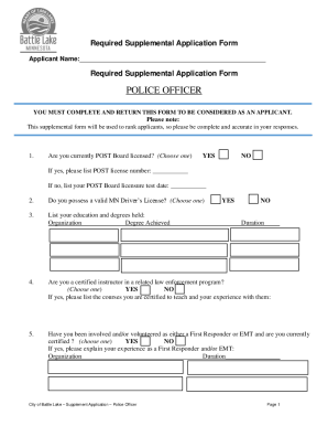 Fillable Online Form CenterPOLICE OFFICER SUPPLEMENTAL ... Fax Email Print - pdfFiller