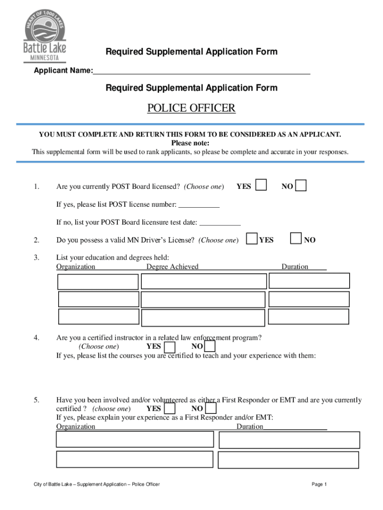 Fillable Online Form CenterPOLICE OFFICER SUPPLEMENTAL ... Fax Email ...
