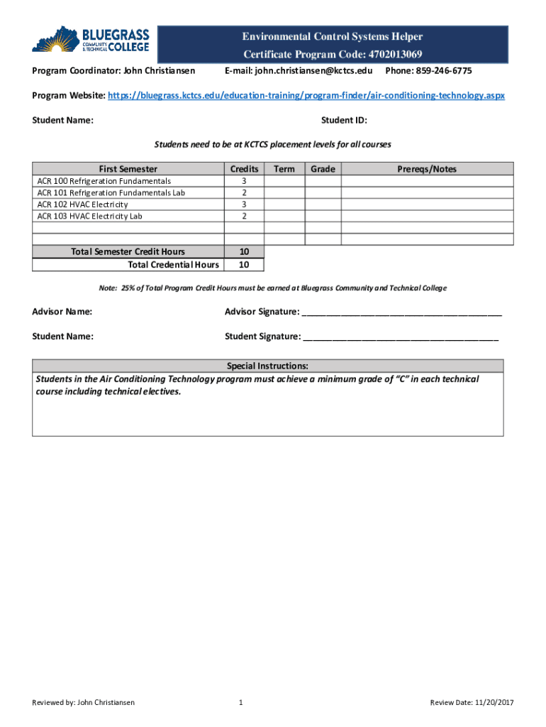 Fillable Online Environmental Control Systems Helper Certificate Fax ...