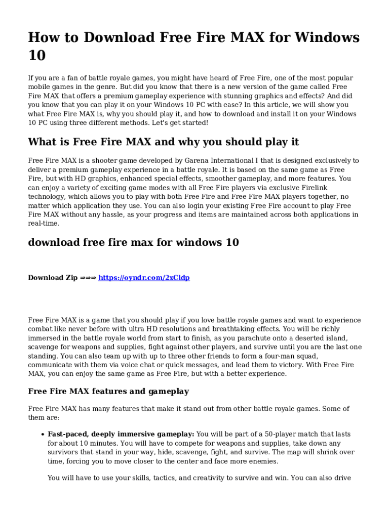 Fillable Online Download Free Fire Max For Windows 10 Fax Email Print ...