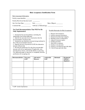 Fillable Online Risk Acceptance Justification Form Fax Email Print - pdfFiller