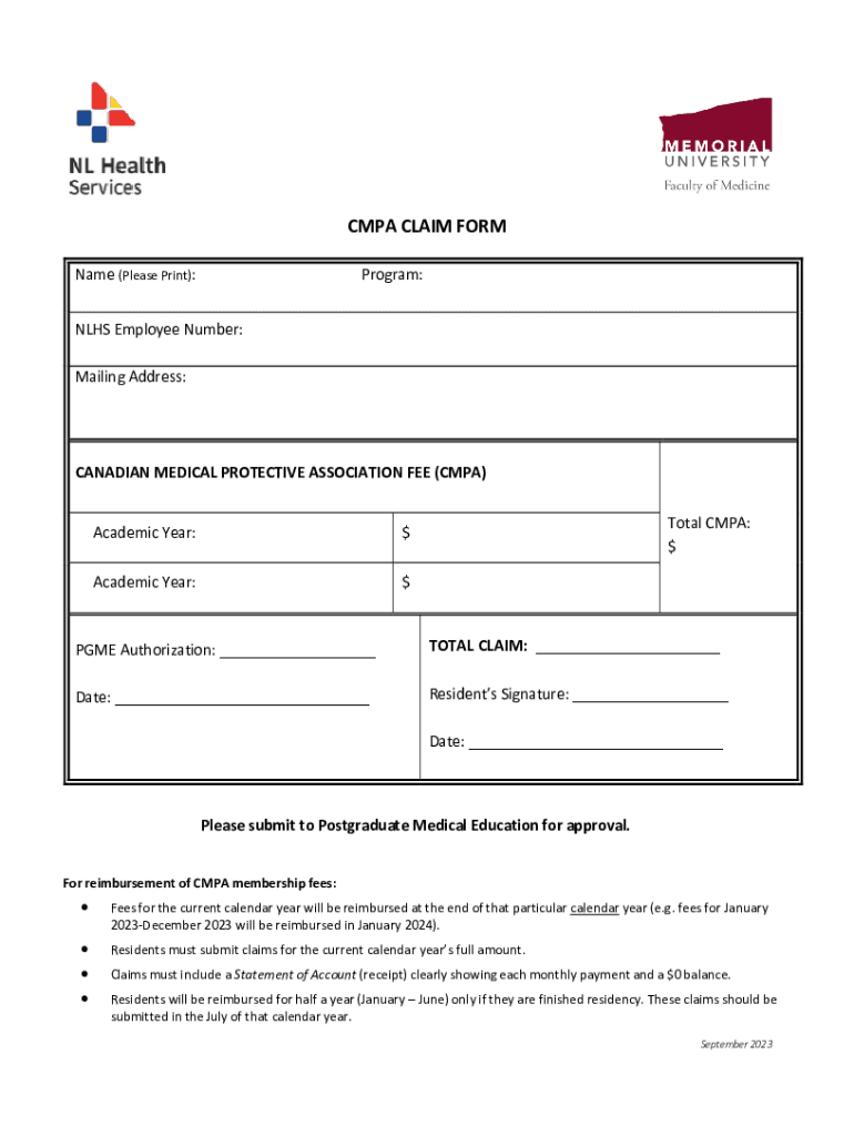 Fillable Online cmpa claim form Fax Email Print - pdfFiller