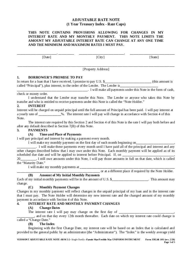 1-016 : FLORIDA STANDARD ADJUSTABLE RATE NOTE Doc Template | pdfFiller