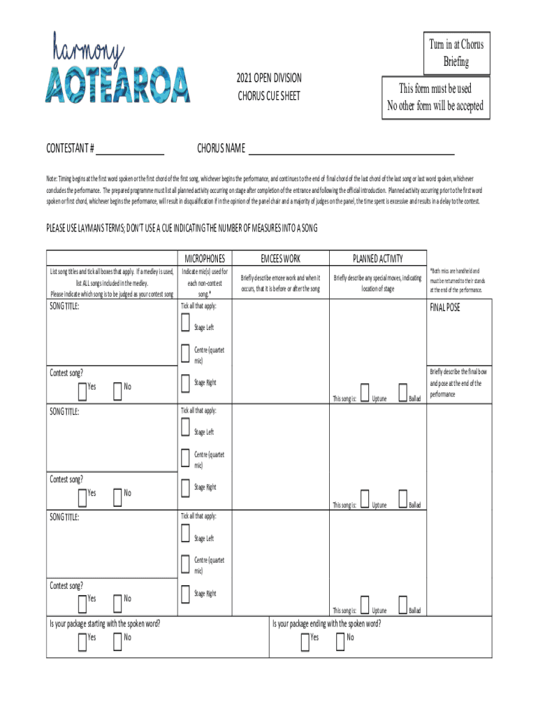 Fillable Online Music Cue Sheet: Templates & GuidelinesHarris & Wolff ...