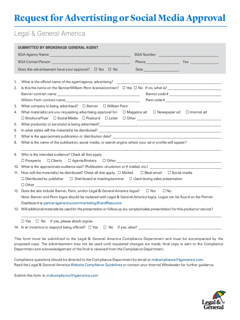 Fillable Online Request for Advertisting or Social Media Approval Fax ...