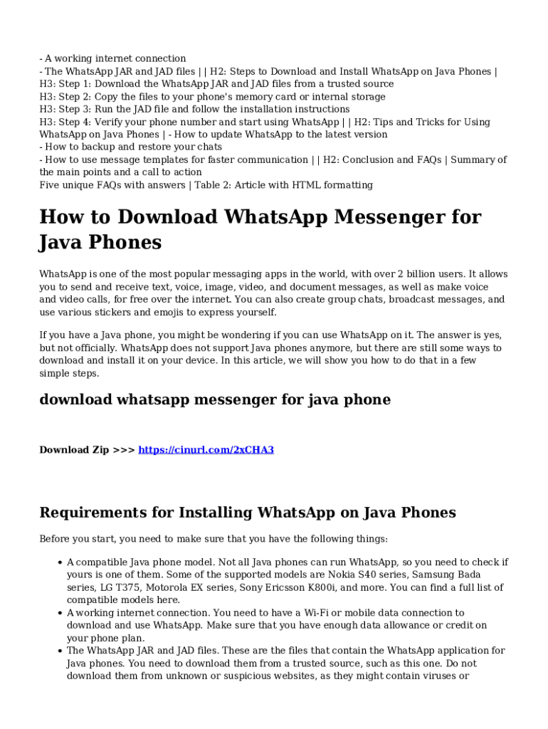 Fillable Online How to Download Whatsapp For Java Mobile Phones (Jar ... Fax Email Print - pdfFiller
