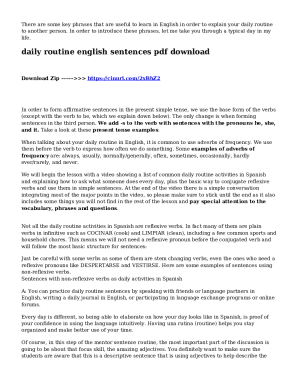 Fillable Online Daily Routines: Useful Words to Describe your Daily ...