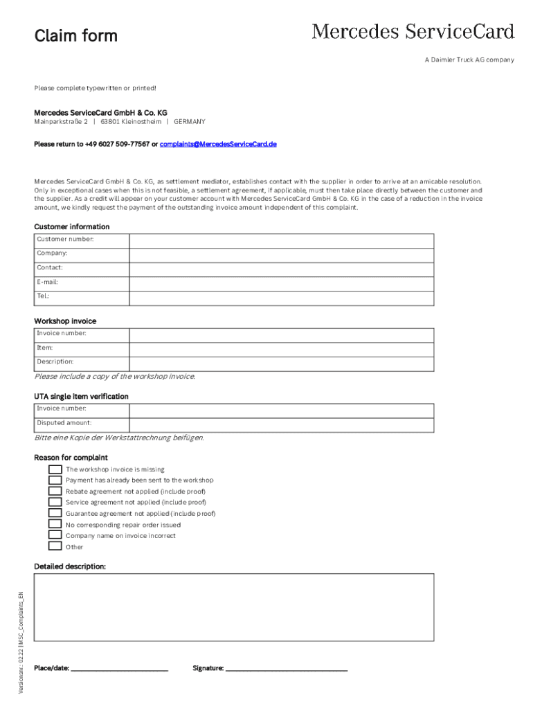 Fillable Online Form DAIMLER AG Fax Email Print - pdfFiller