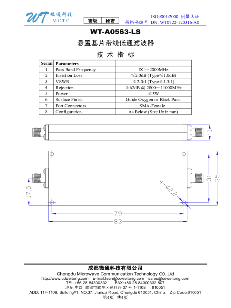 Fillable Online WT-A4993-B03 Dot Frequency Waveguide Filter Specifications Fax Email Print ...