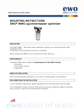 Fillable Online PRODUCT DATA SHEET EWO WWO Apartmentwater ... Fax Email ...
