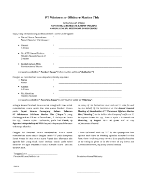 Fillable Online SURAT KUASA /PROXY Fax Email Print - pdfFiller