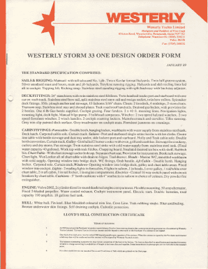 Fillable Online WESTERLY STORM 33 ONE DESIGN ORDER FORM Fax Email Print ...