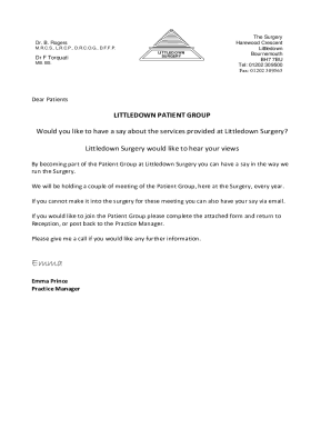 Fillable Online Littledown Surgery Patient Group Invite Letter. Invite ...