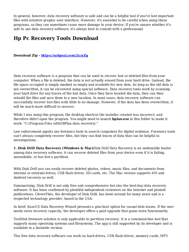 Fillable Online Hp Pc Recovery Tools Download Fax Email Print - pdfFiller