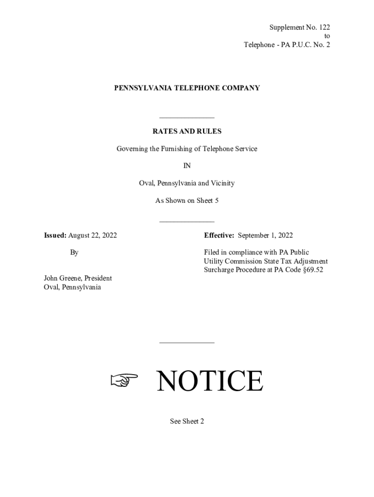 Fillable Online 52 Pa. Code53.45 - Notice of new tariffs and tariff changes Fax Email Print ...