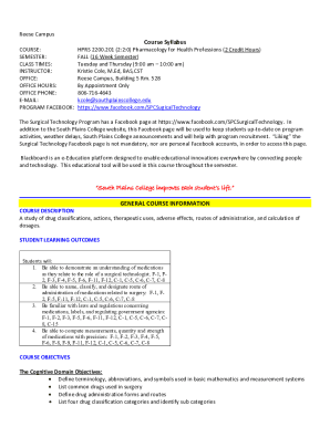 Fillable Online HPRS 2200 - Pharmacology for Health Professions Fax ...