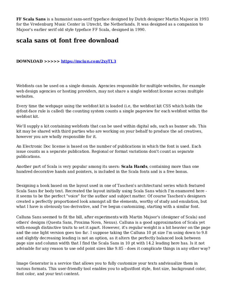 Fillable Online FF Scala Sans Font Family Typeface Story Fax Email ...