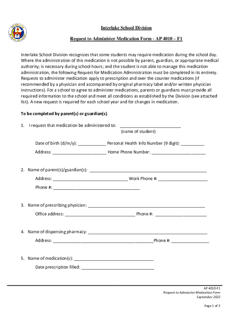 Fillable Online AP-4010-F1-Request-to-Administer-Medication-Form ...