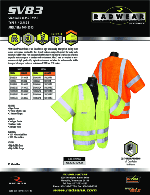 Fillable Online Type R Class 3 Hi-Vis Safety Vests Fax Email Print ...