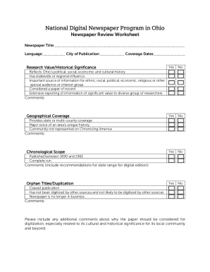 Fillable Online Newspaper Review Worksheet Fax Email Print - pdfFiller