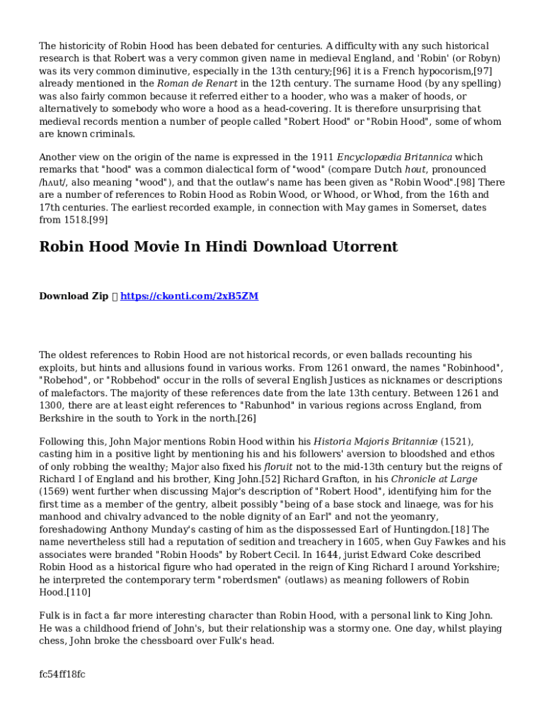 Fillable Online Robin Hood, Robin Hood, Riding through the Glen Fax ...