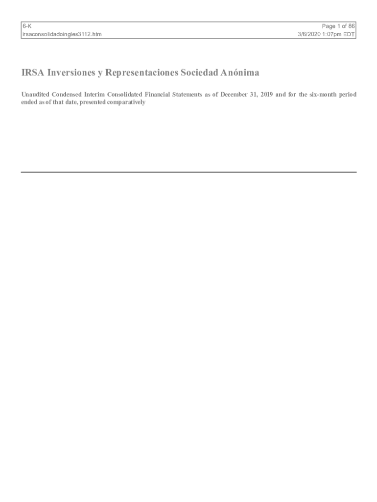 Fillable Online IRSA Inversiones y Representaciones S.A announces its ... Fax Email Print ...