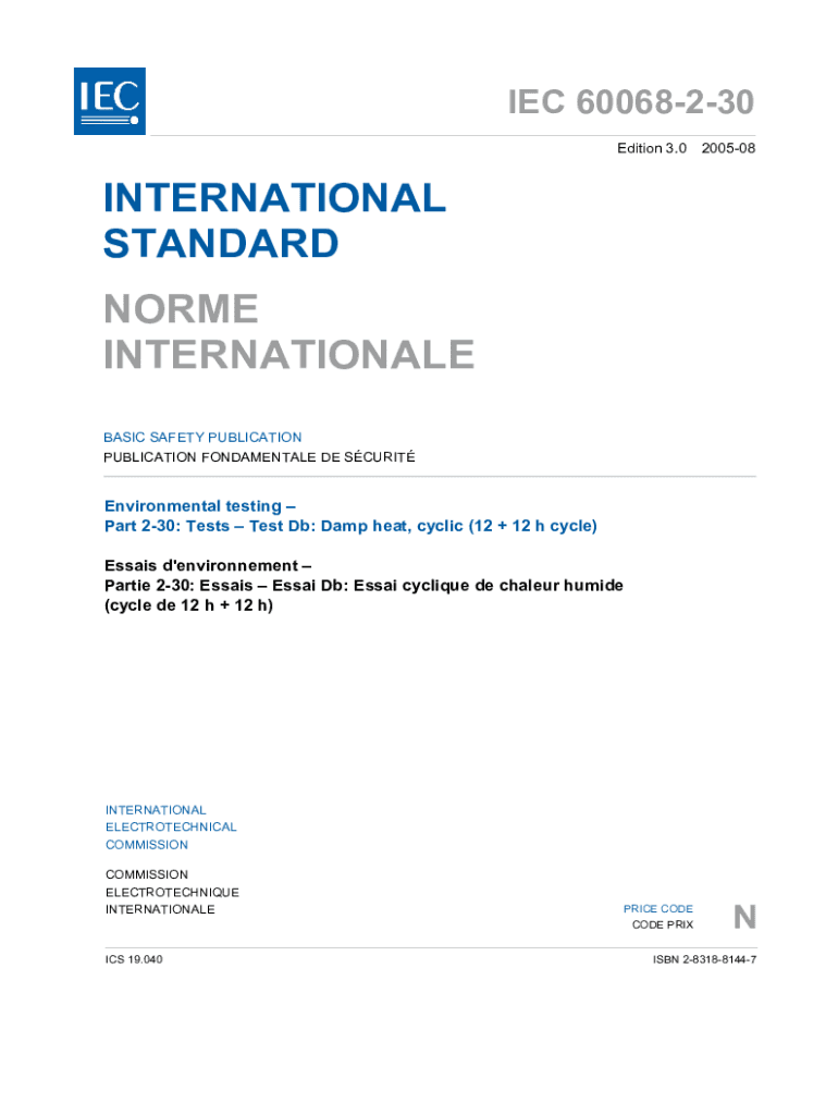Remplissable En Ligne Part 2-30: Tests Test Db: Damp heat, cyclic (12 ...