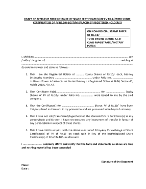 Fillable Online affidavit-for-issue-of-duplicate-share-certificate. ... Fax Email Print - pdfFiller