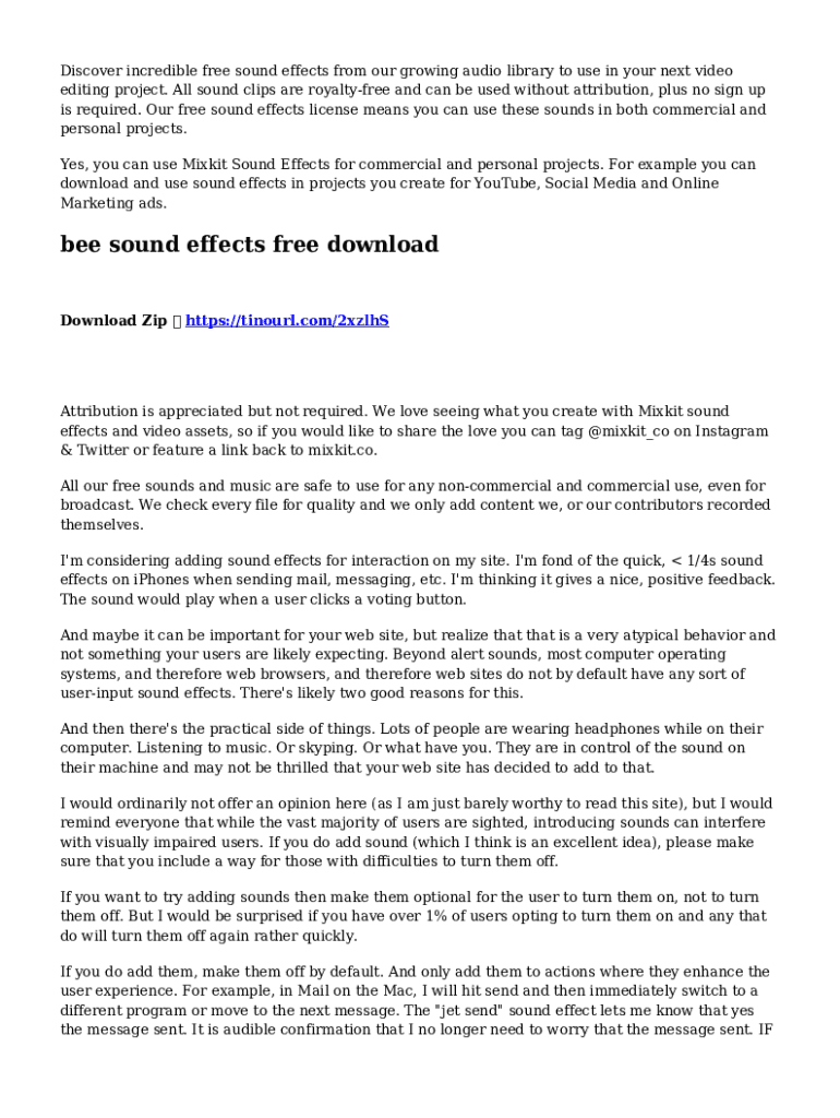 Fillable Online Bee Sound Effects Free Download Fax Email Print - pdfFiller