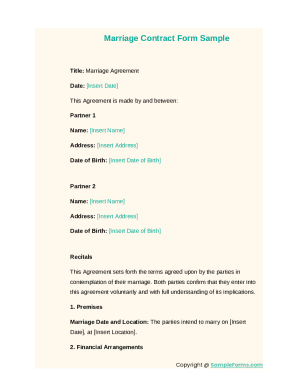 18 Printable Sample Marriage Contract s and Templates Doc Template ...