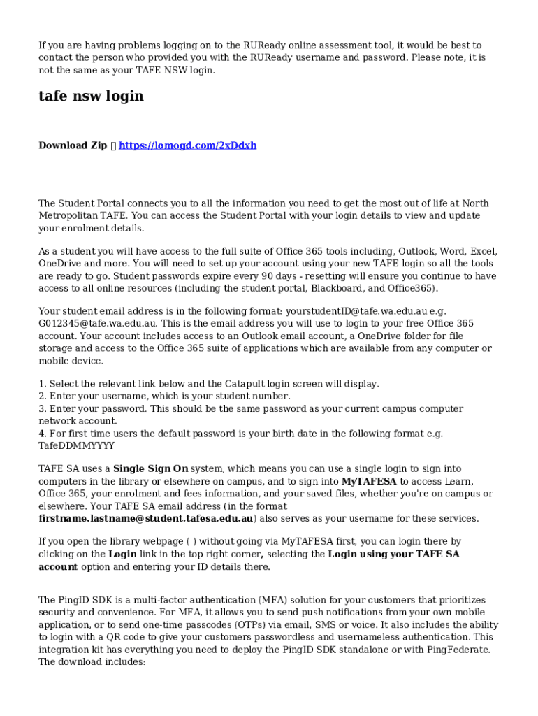 Fillable Online (TAFE) What will happen if I fail the RuReady Language ...