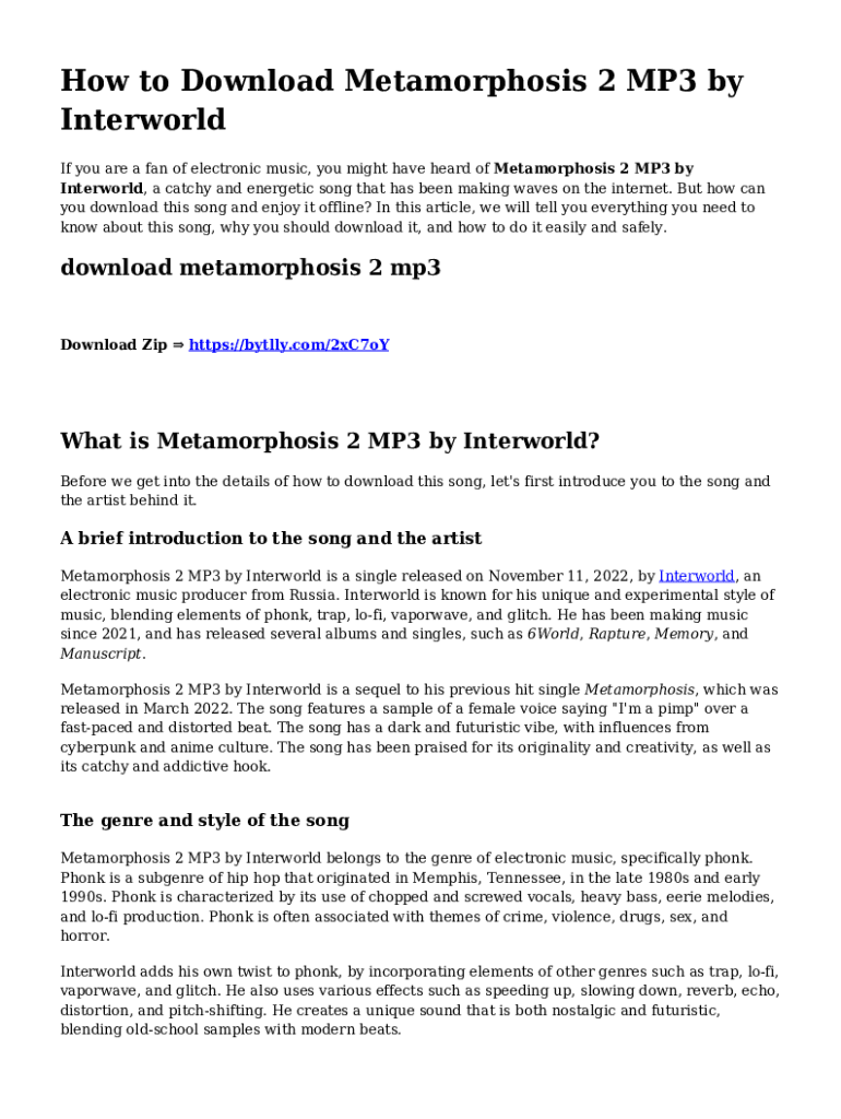 Fillable Online How to Download METAMORPHOSIS 2 by Interworld for ...