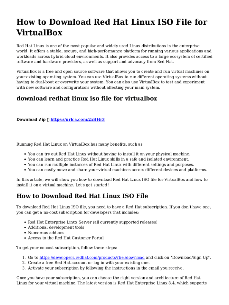 Fillable Online Red Hat Enterprise Linux 9 installation in VirtualBox Fax Email Print - pdfFiller