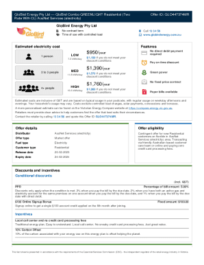 Fillable Online Victorian Energy Fact Sheet - Offer GLO447374MR Fax Email Print - pdfFiller