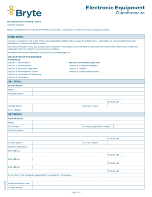 Fillable Online Bryte Insurance Company Limited's Post Fax Email Print ...