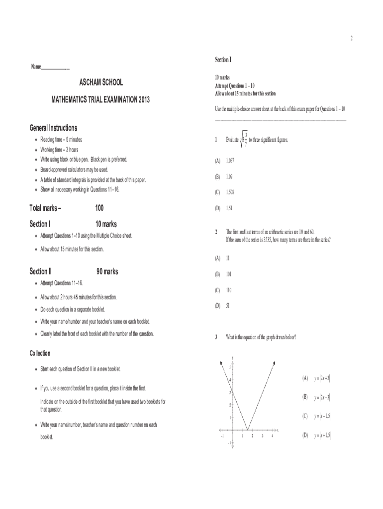 Fillable Online Standard Maths Year 11 Practice Paper with Solutions ...
