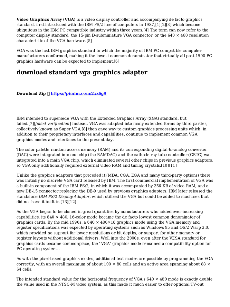 Fillable Online Download Standard Vga Graphics Adapter Fax Email Print ...