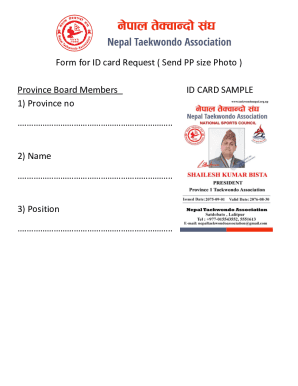 Fillable Online Form for ID card Request ( Send PP size Photo ...